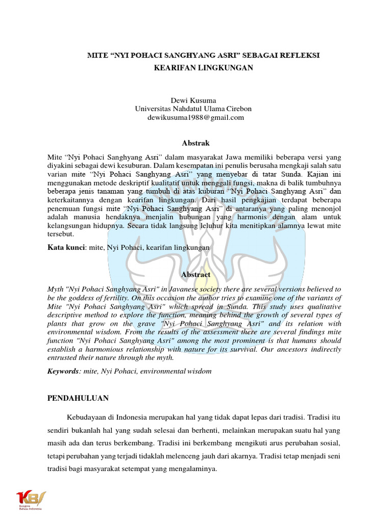 Mite Nyi Pohaci dan Kearifan Lingkungan | PDF