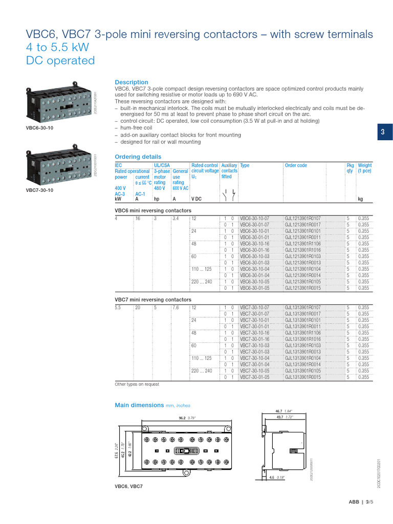 ABB - Control VBC6 30 01 01 Datasheet | PDF | Power (Physics) | Electricity
