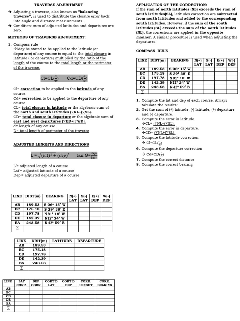 Traverse Adjustment | PDF | Latitude | Area