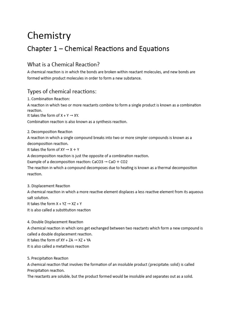 Chem ch1 Cbse | PDF | Chemical Reactions | Chemistry
