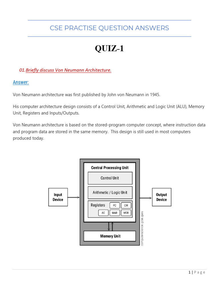 CSE Practice Solutions | PDF | Parameter (Computer Programming) | Central Processing Unit