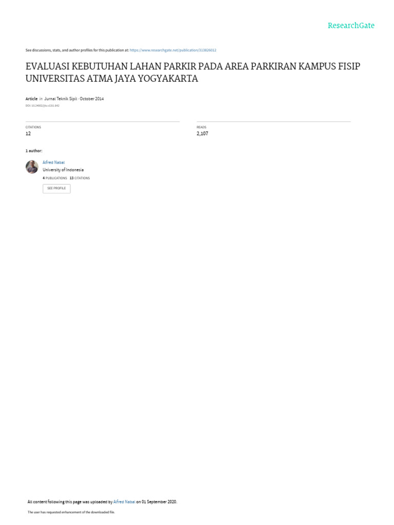 Evaluasi Kebutuhan Lahan Parkir Pada Area Parkiran | PDF