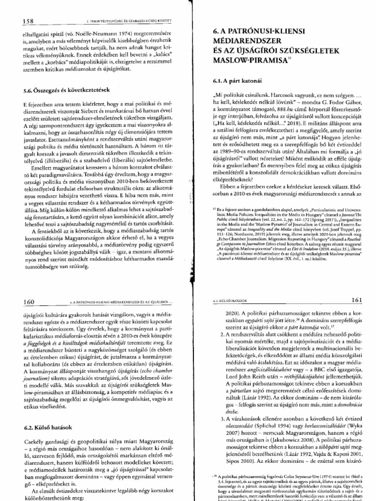 Bajomi Lazar Patrónusi Kliensi Médiarendszer | PDF