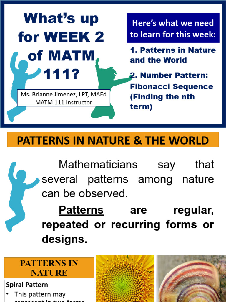 MATM Week 2 Fibonacci and Patterns | PDF | Pattern | Elementary Mathematics