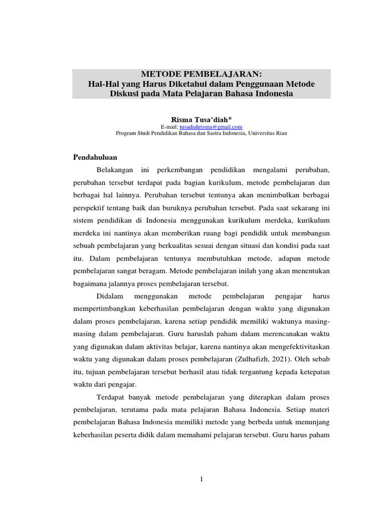 Metode Pembelajaran Hal-Hal Yang Harus Diketahui Dalam Penggunaan ...