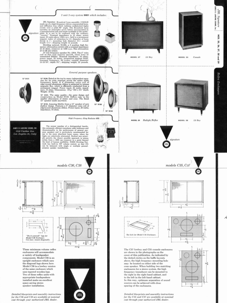 JBL Speaker Models and Assembly Plans | PDF | Loudspeaker | Signal ...