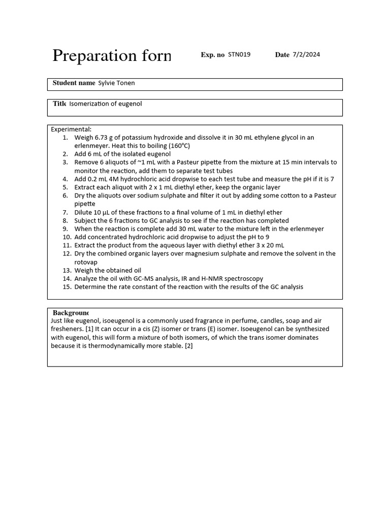 Preparation Form 4.1 Part 2 | PDF