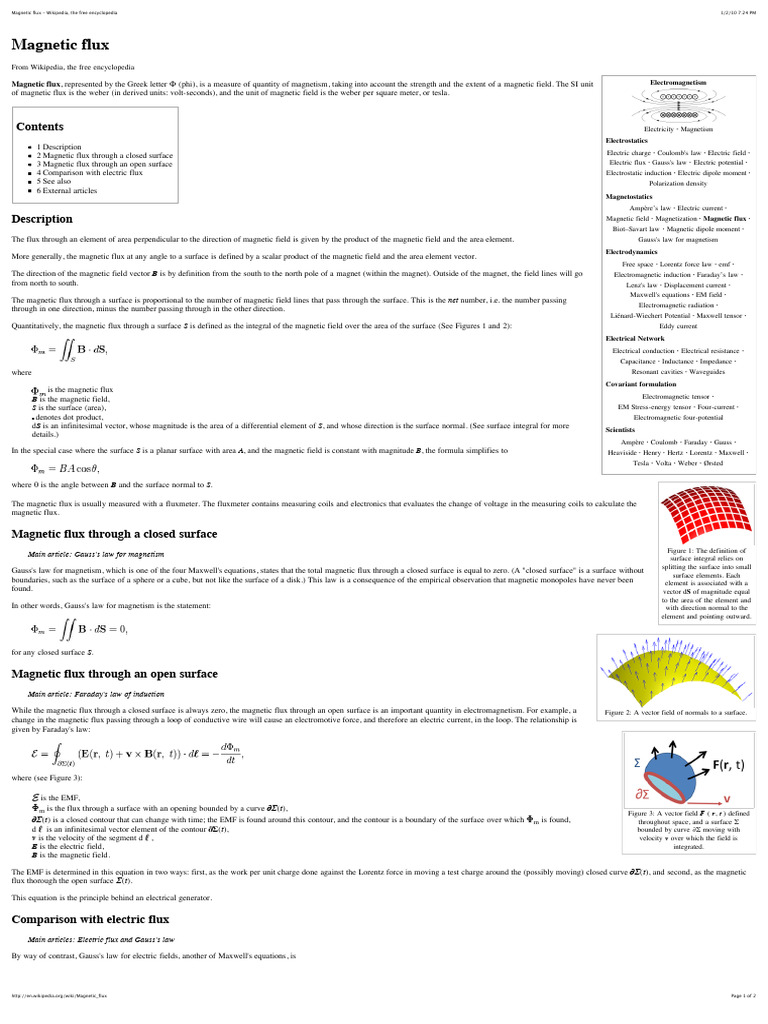 Magnetic Flux - Wikipedia, The Free Encyclopedia | PDF | Magnetic Field ...