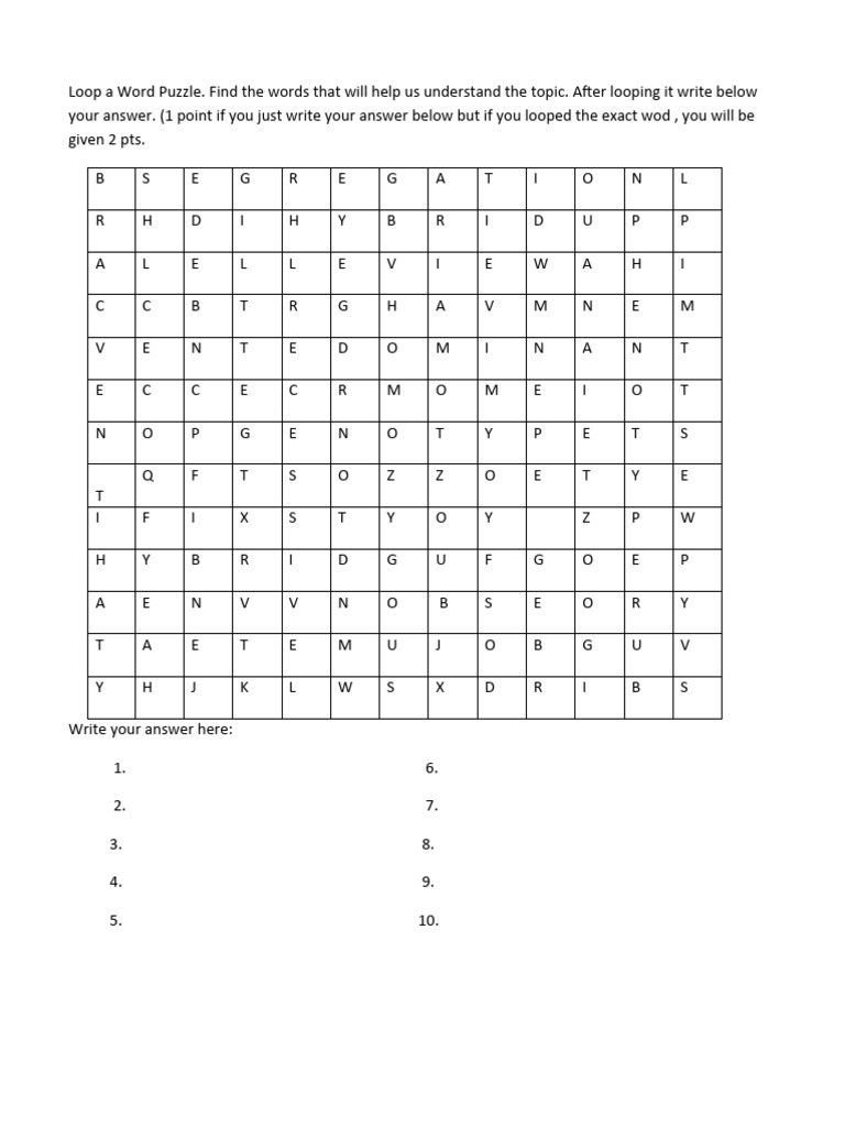 Gghn. - Loop A Word Puzzle Q4 | PDF