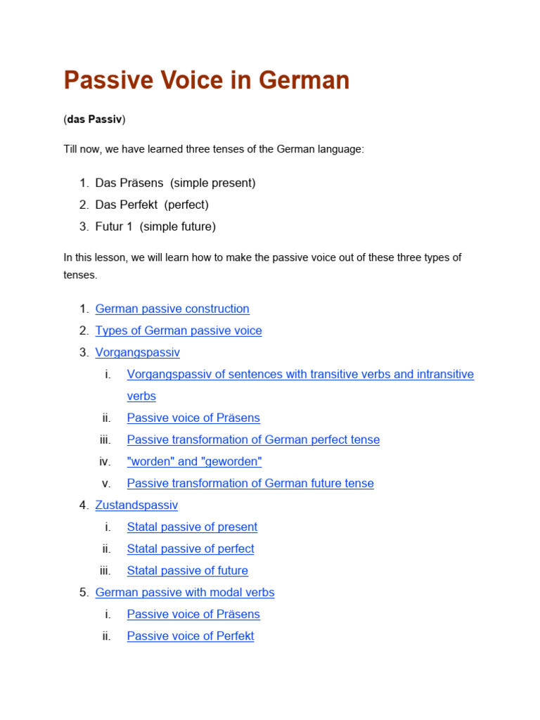 Passive Voice in German | PDF | Verb | Grammatical Tense