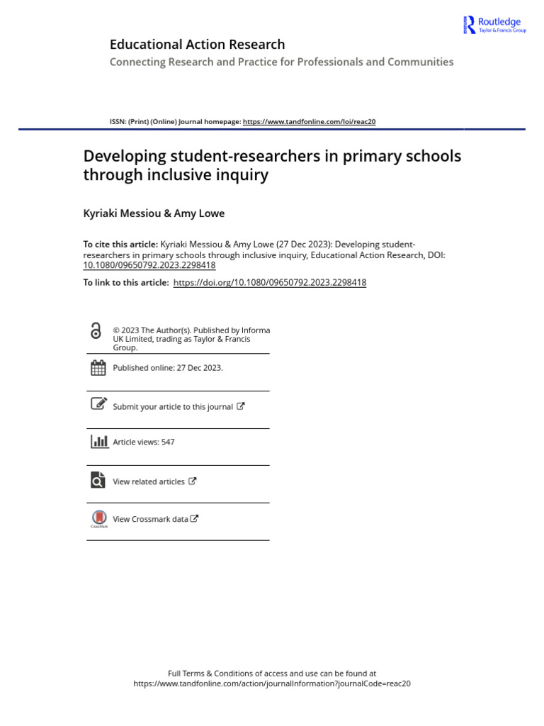 Developing Student-Researchers in Primary Schools Through Inclusive ...