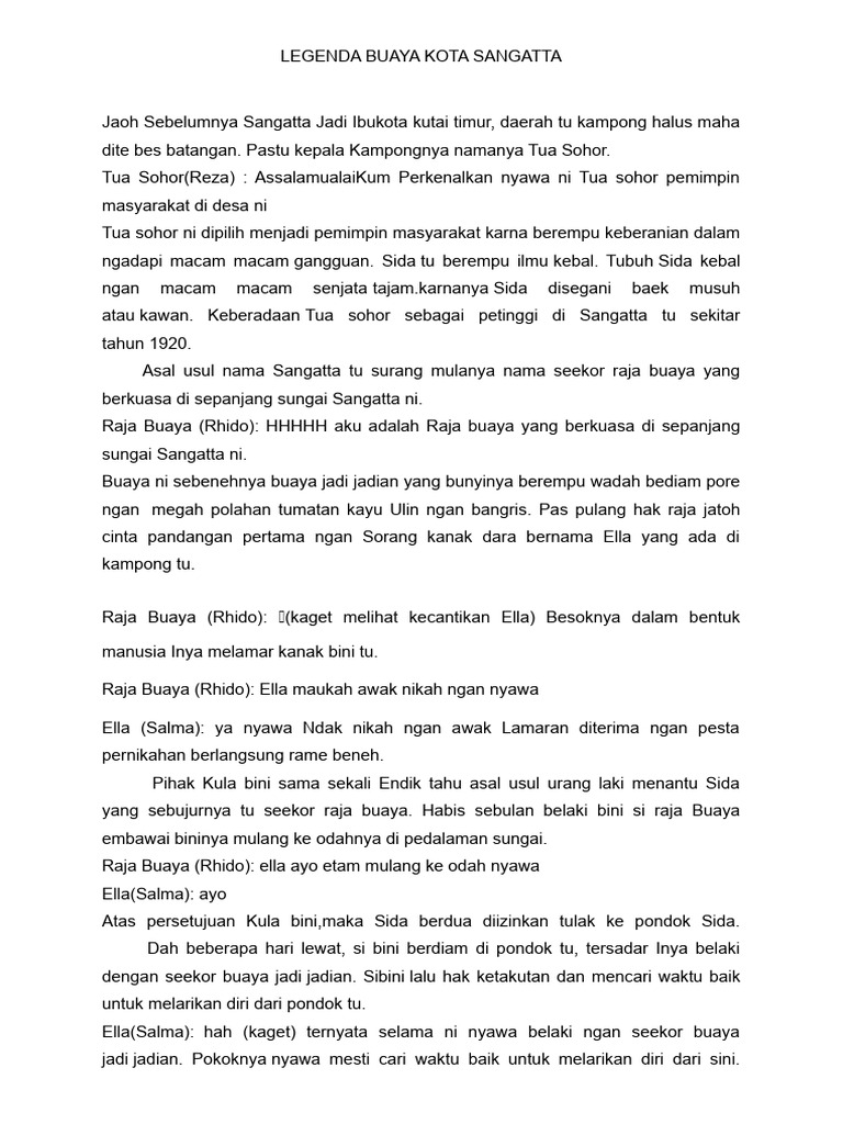 Legenda Buaya di Sangatta | PDF | Sejarah | Puisi