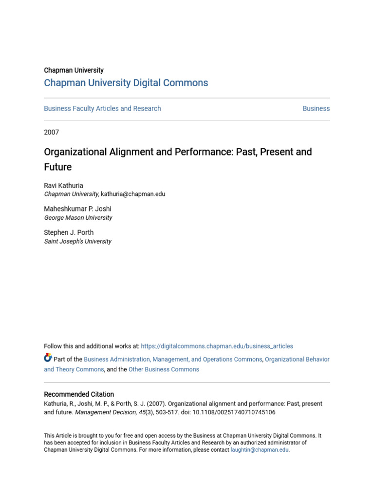 Organizational Alignment and Performance - Past Present and Futur | PDF