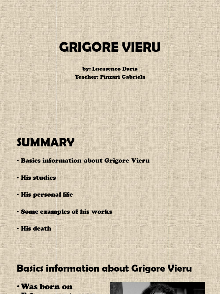 Grigore Vieru: Life, Works, and Legacy | PDF | Mystery, Thriller ...