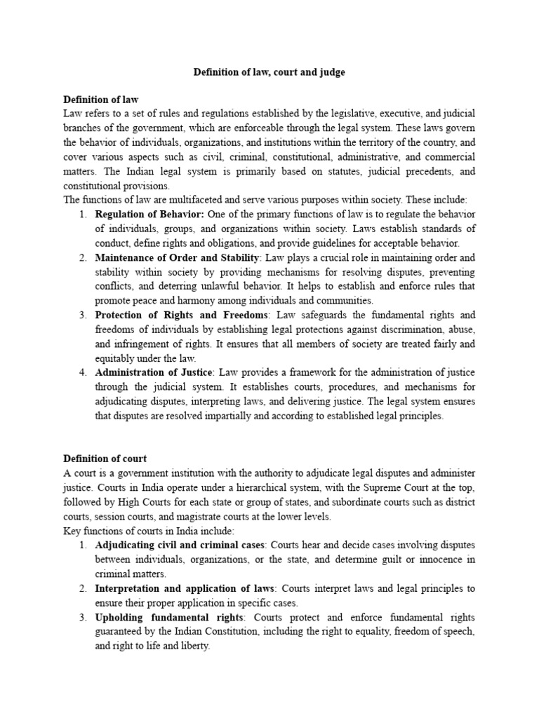 Definition of Law, Court and Judge | PDF | Judge | Judiciaries