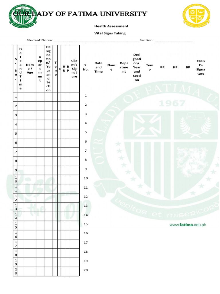 Vs Monitoring Sheet | PDF | Physical Examination
