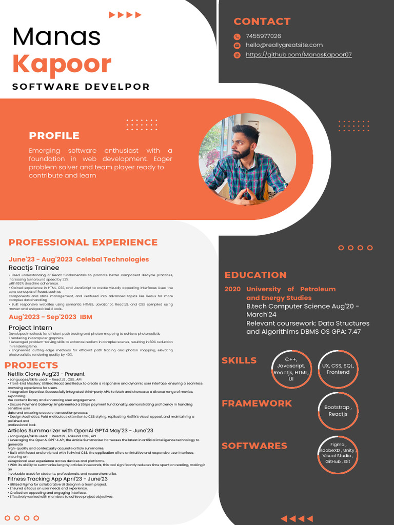 Creative Resume Manas | PDF | User Interface | Information Technology