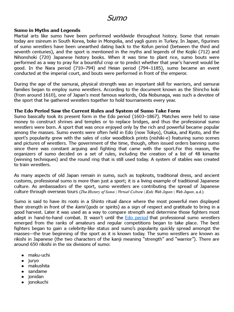 Sumo | PDF | Japan | Combat Sports