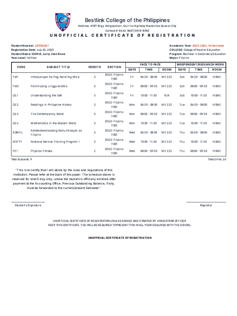 Bestlink College of The Philippines Student Management System | PDF