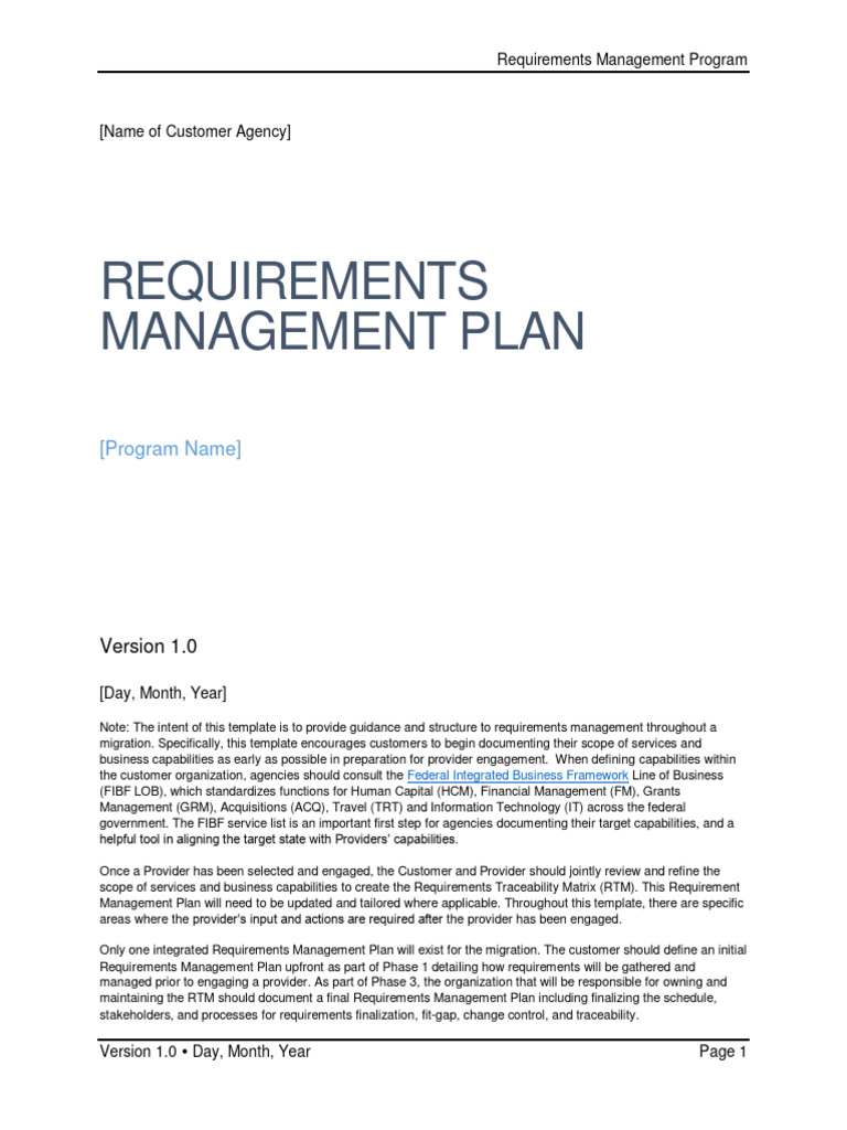 Requirement Management Plan | PDF | Business | Systems Engineering