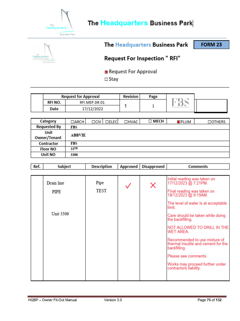 Drainage Pipe Leak Test - 3306 (Approved) | PDF | Civil Engineering ...