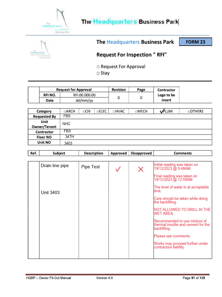 Drainage Pipe Leak Test - 3403 (Approved) REV 1 | PDF | Stairs ...