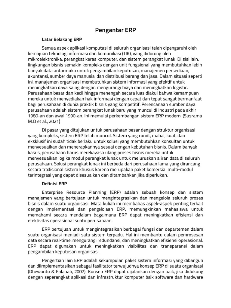 Pengantar Enterprise Resource Planning | PDF