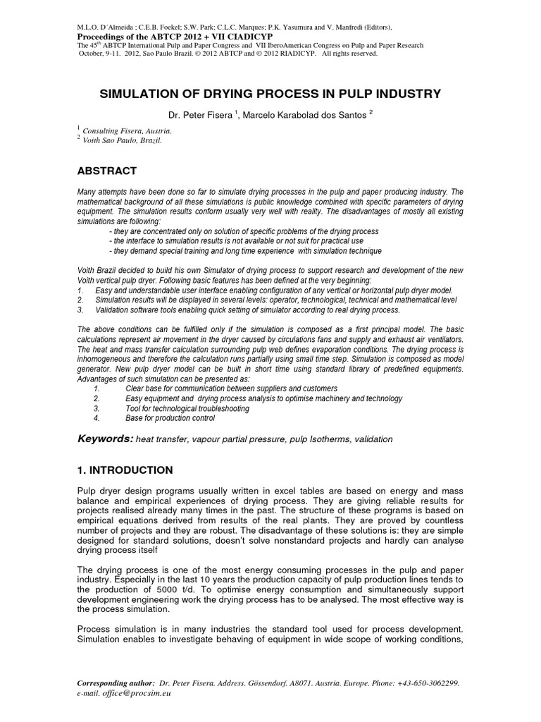 21 - Simulation of Drying Process in Pulp Industry | PDF | Humidity ...