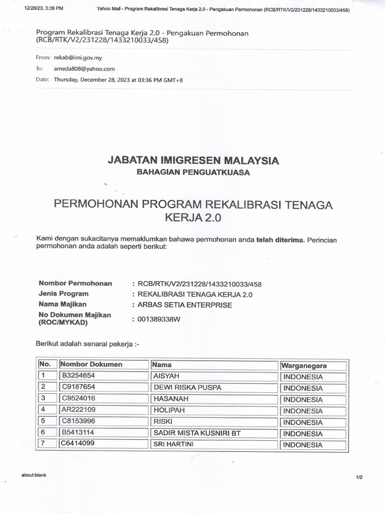 SLIP PENDAFTARAN RTK 2.0 | PDF