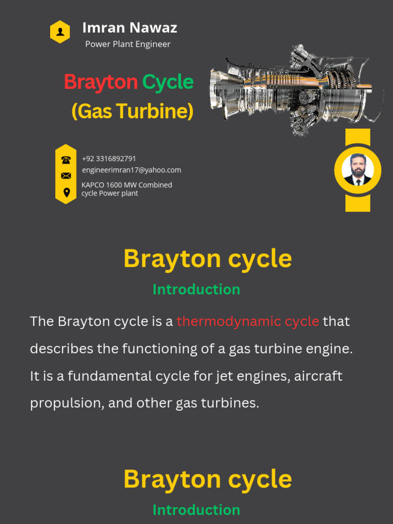 Brayton cycle and Gas turbines | PDF