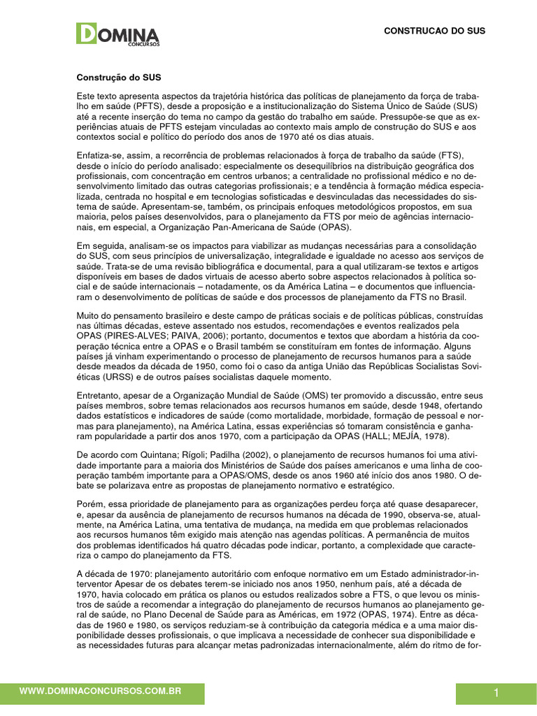 02 Construção Do SUS | PDF | Gestão de recursos humanos | Planejamento