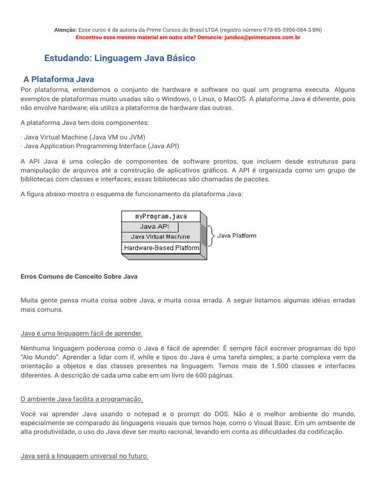 Estudando - Linguagem Java Básico - Prime Cursos | PDF | Java ...