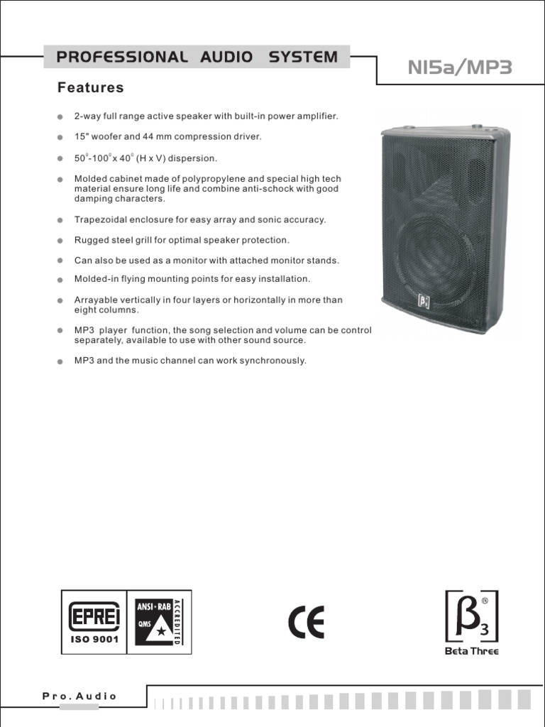 β3 N15a-MP3 (110V) Plastic Speaker Manual | PDF