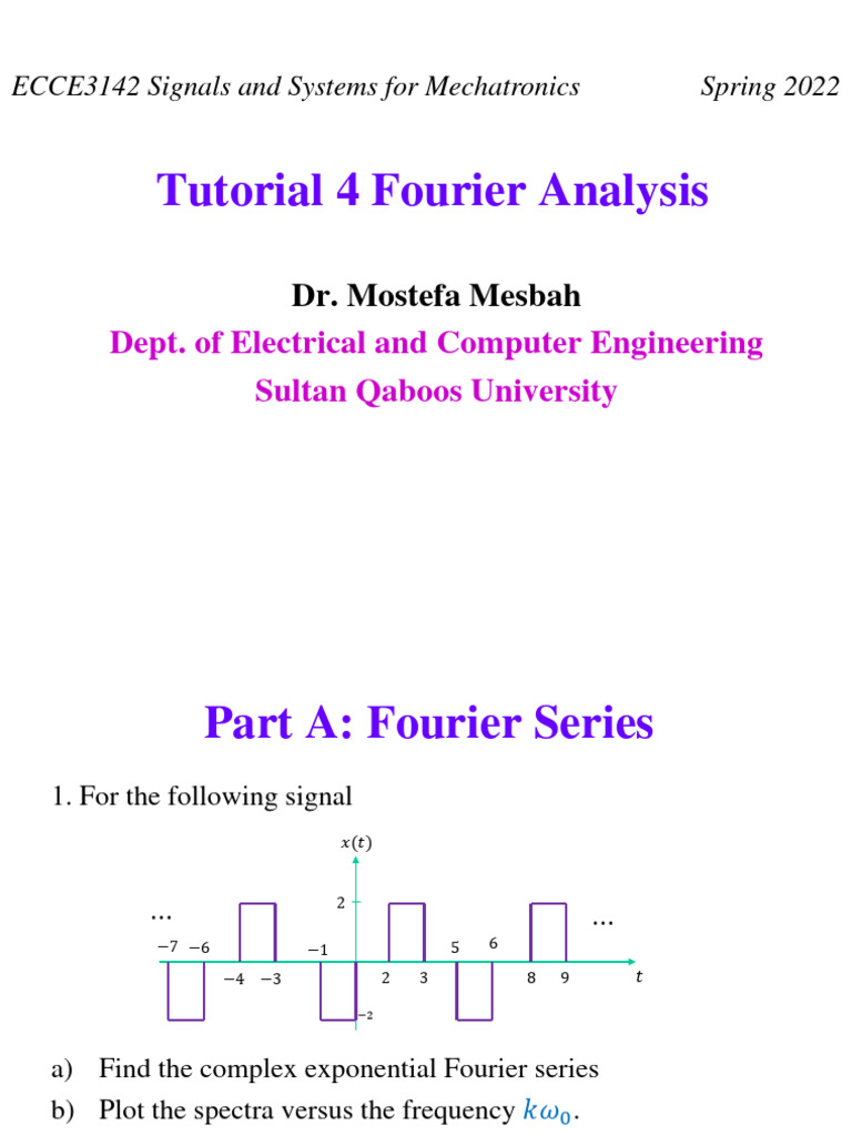 Tutorial 4 | PDF | Fourier Series | Spectral Density