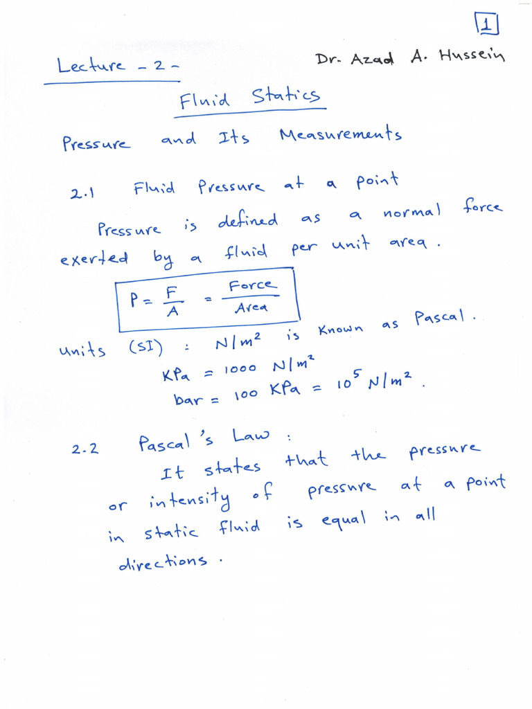 Lec 2 Fluid Mech | PDF