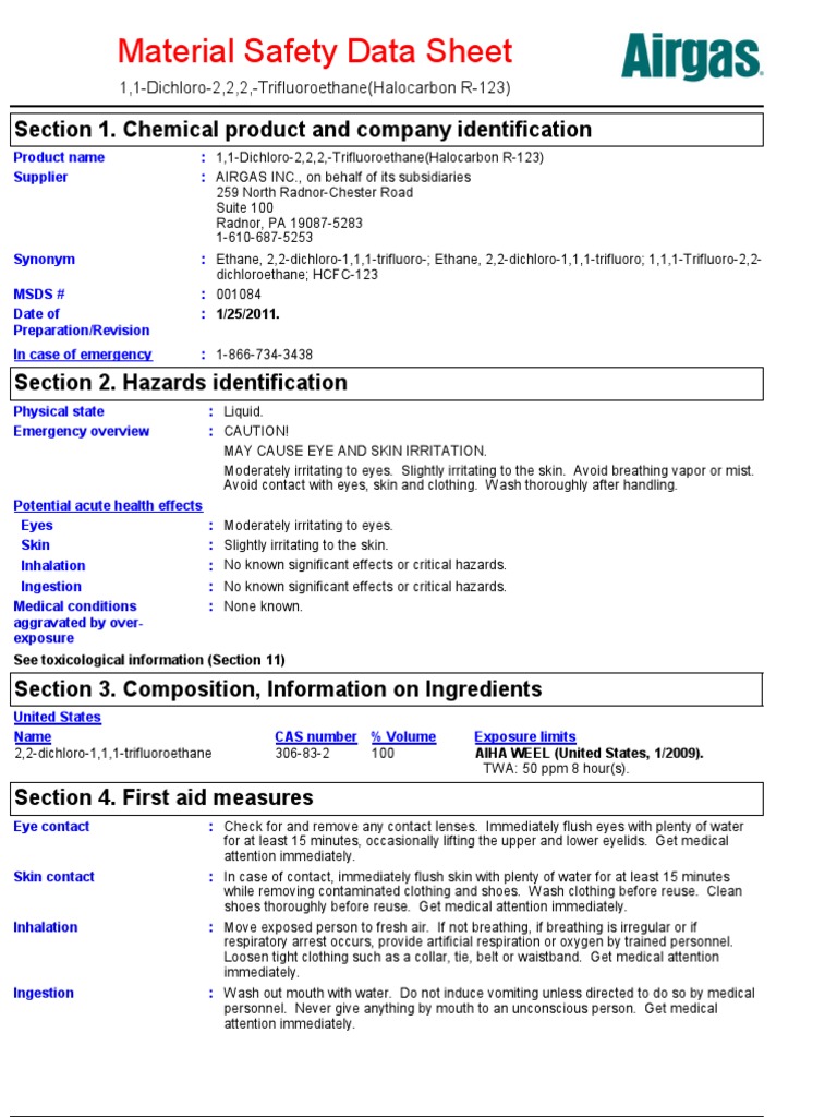 Material Safety Data Sheet: Section 1. Chemical Product and Company ...