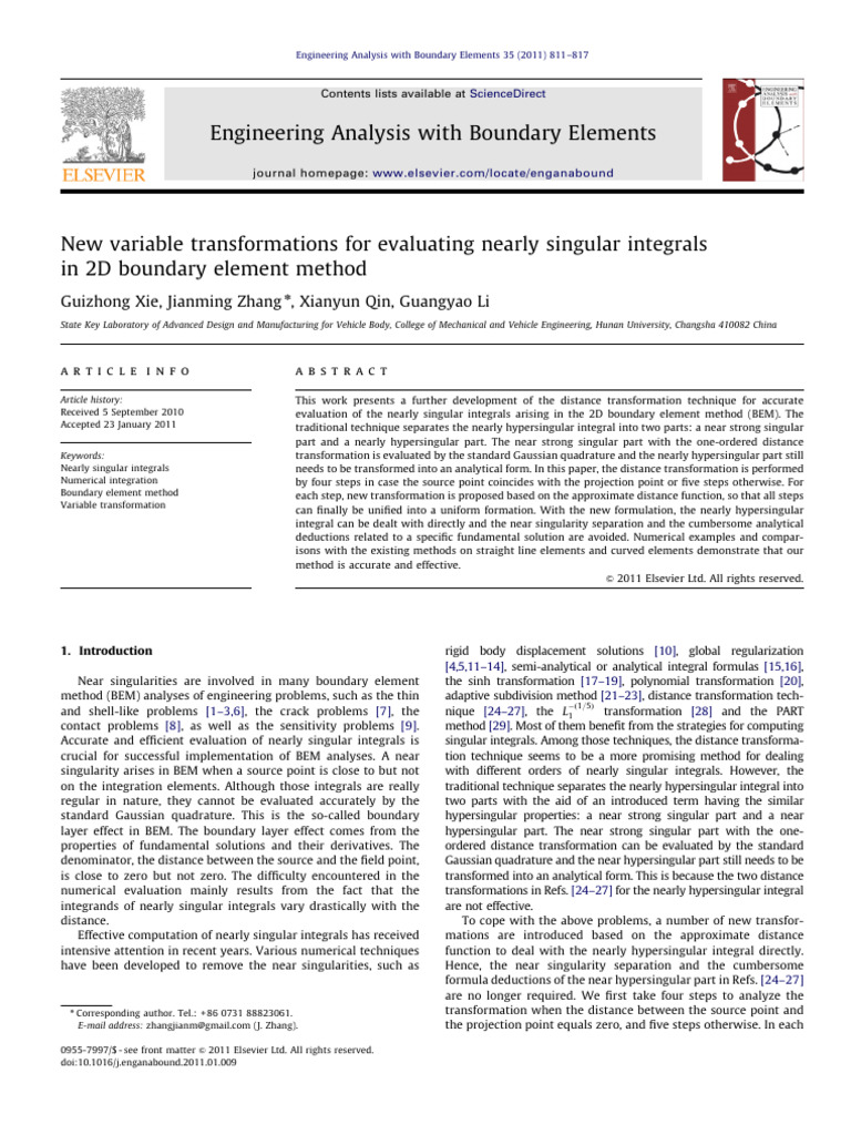 New Variable Transformations For Evaluating Nearly Singular Integrals ...