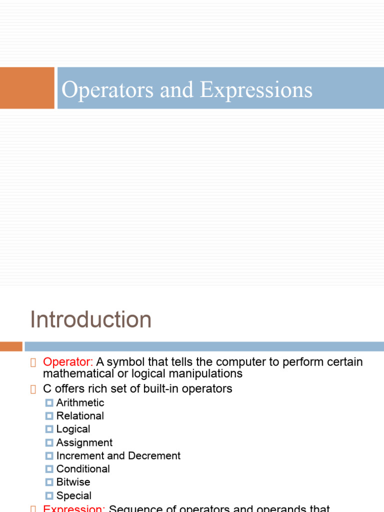 2.operators and Expressions | PDF | Arithmetic | Integer