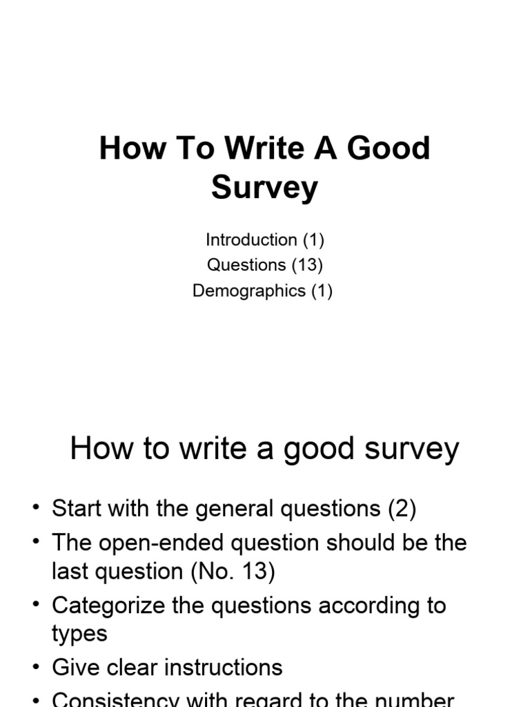 How To Write A Good Survey 2 | Download Free PDF | Questionnaire | Question