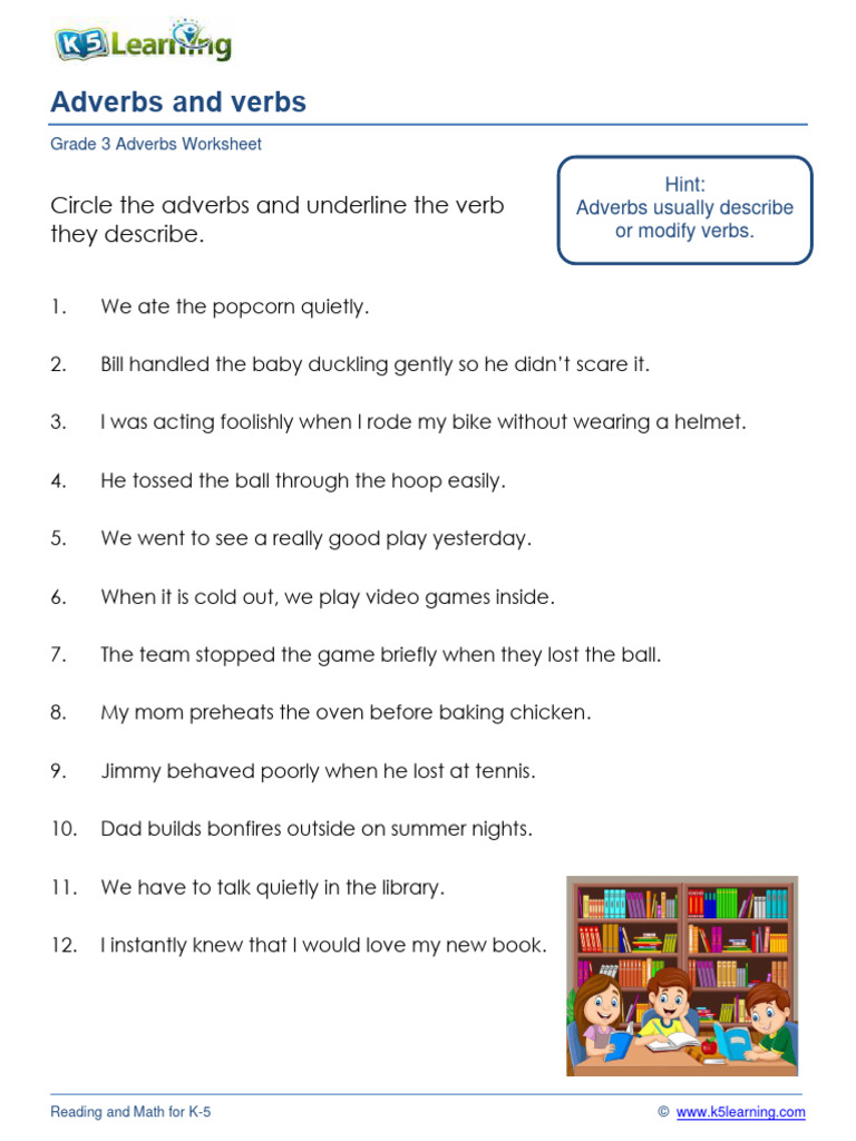 Grammar Worksheet Grade 3 Adverbs 1 | PDF