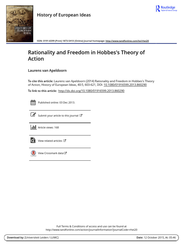 Rationality and Freedom in Hobbess Theory of Action | PDF | Free Will ...