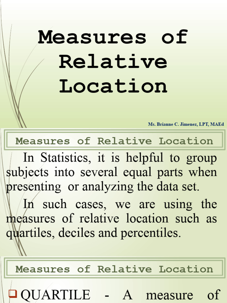 9.-Measures-of-Relative-Location-or-Position-Quartile-Decile-Percentile | PDF | Percentile