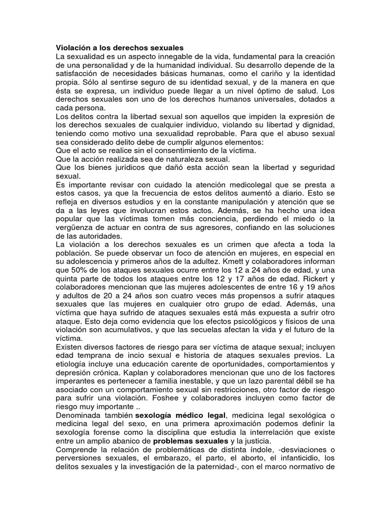 Violación A Los Derechos Sexuales | PDF | Violación | Derecho penal