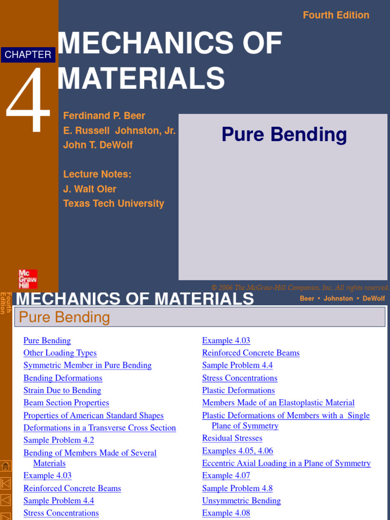 Chp4 Part1 Pure+Bend-IT | PDF | Bending | Stress (Mechanics)