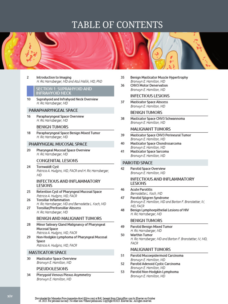 Table of Contents | PDF | Human Anatomy | Human Head And Neck