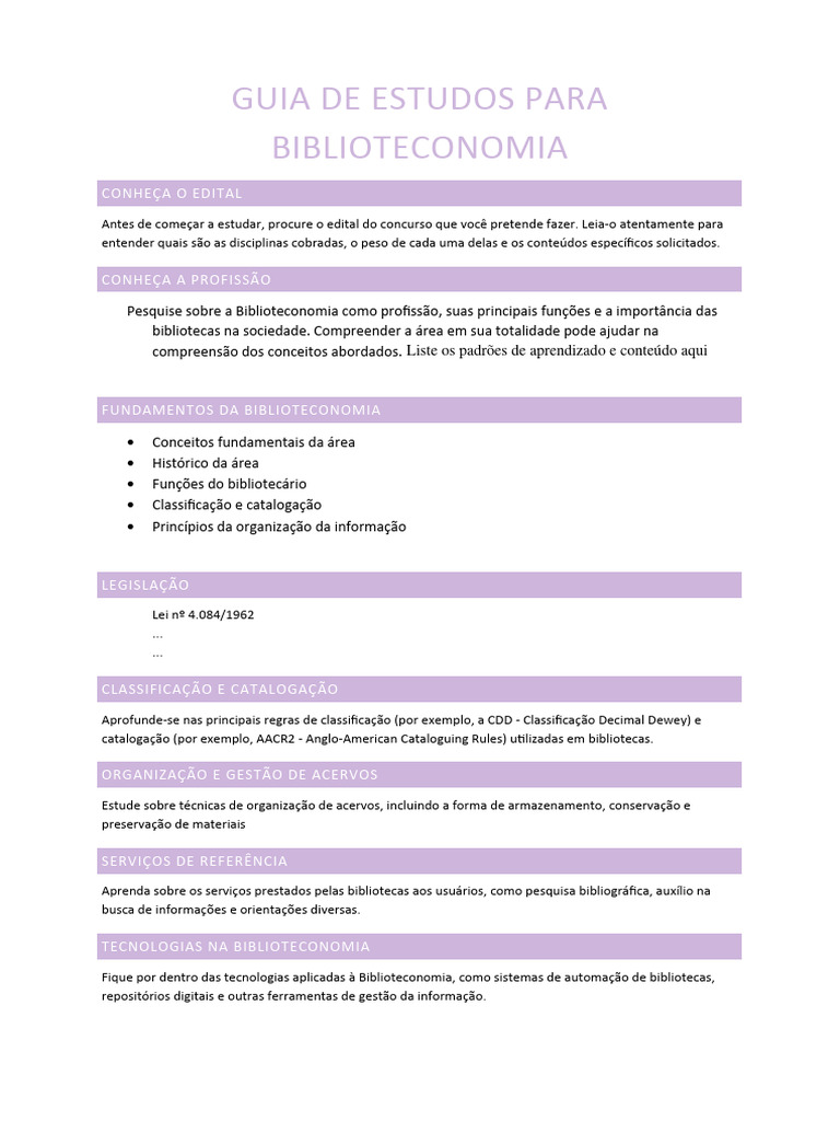 Guia de Estudos para Biblioteconomia | PDF | Arte