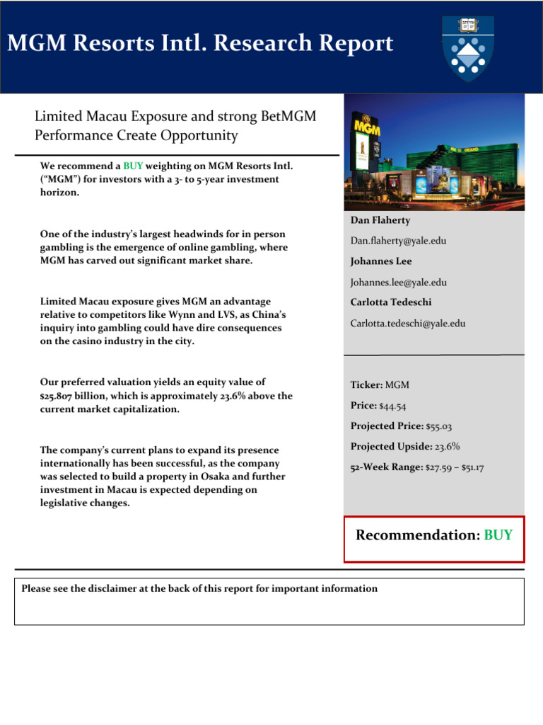 Reportid - 525 - Paper - MGM Research Report | PDF | Las Vegas Strip ...