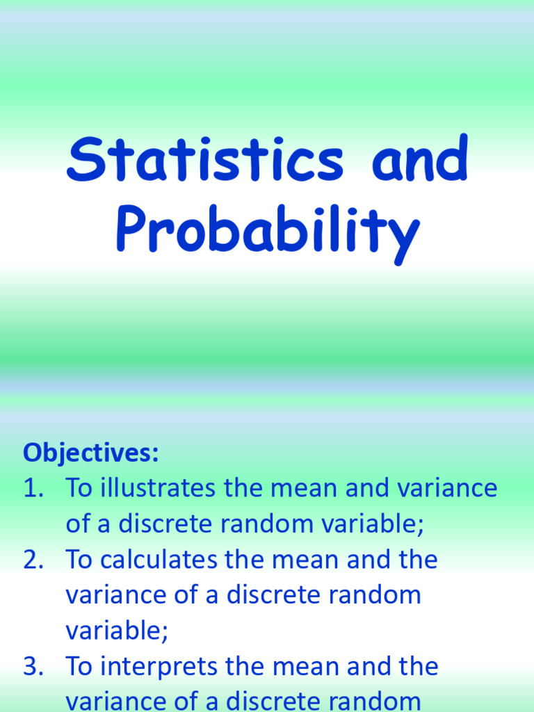Lesson 3 Probability Distribution Mean Variance | PDF | Standard Deviation | Probability ...