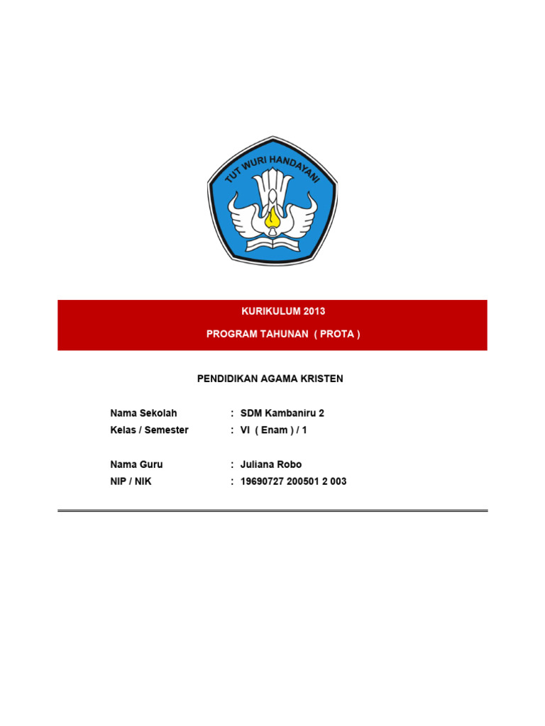 Program Tahunan Semester 1 - Kls 6 | PDF