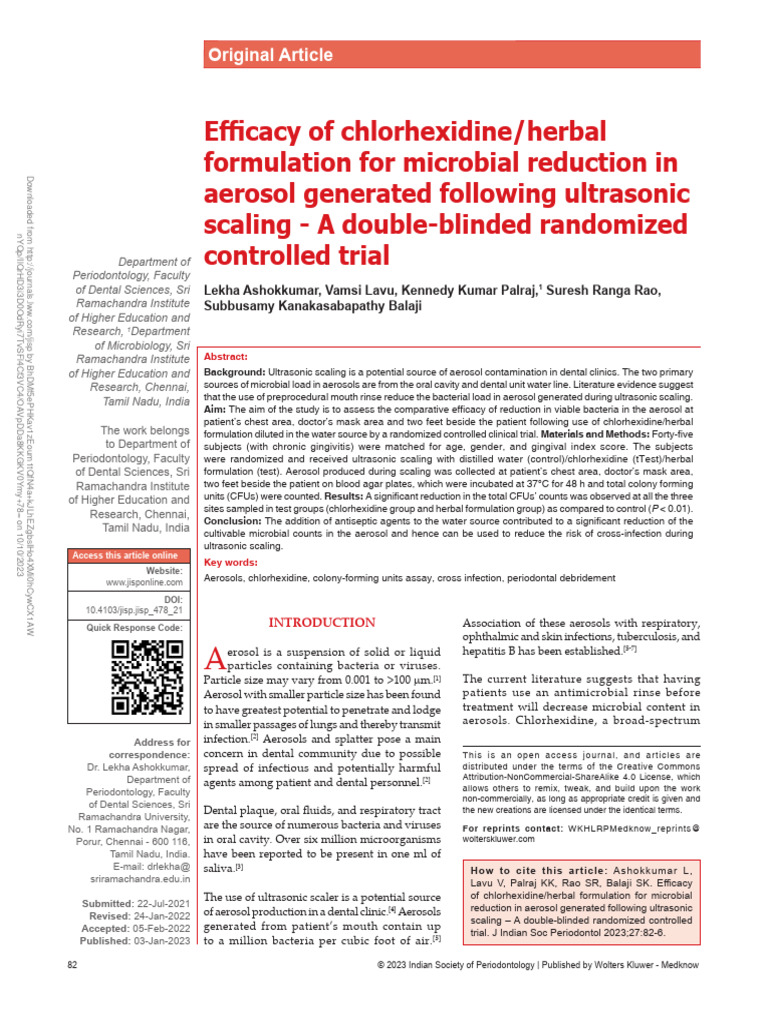 Efficacy of Chlorhexidine Herbal Formulation For.13 | PDF | Periodontology | Colony Forming Unit